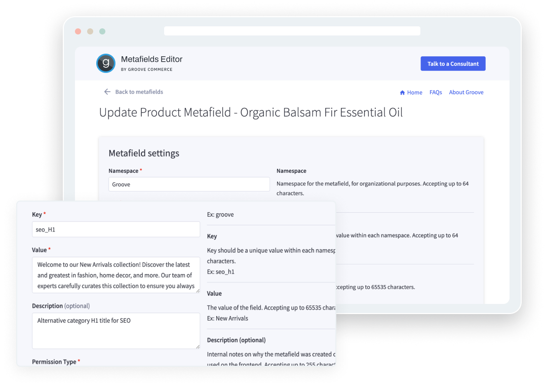 Free BigCommerce Metafields Editor App - Groove Commerce